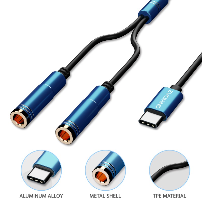 Splitter Audio USB Type C vers Jack 3.5mm